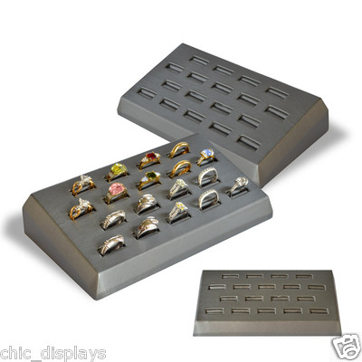 18 Slot Ring Tray Cufflink Tray Ring Holder Modern Grey Cufflink ...