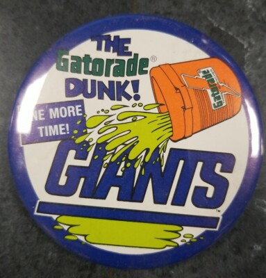 Vintage 1980's New York Giants Gatorade Dunk Shower 3" Pinback Button ...