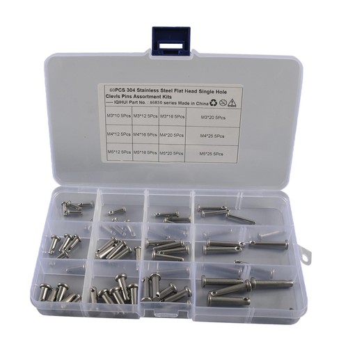 60Pcs Clevis Pins Assortment Kit Positioning Pin Fits for Home DIY ...