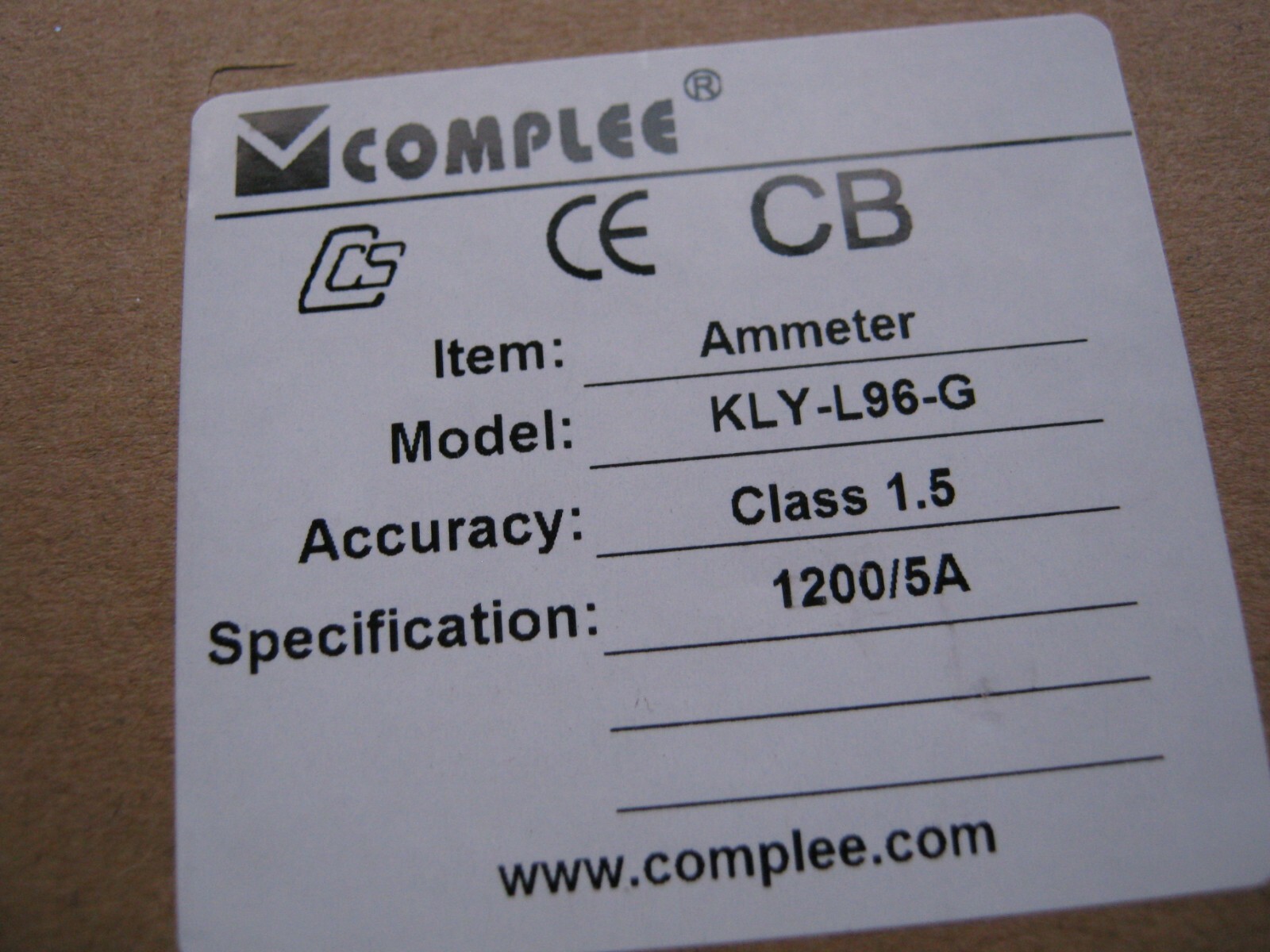 Ammeter COMPLEE Ammeter Model KLY-L96-G Class 1.5 1205A | eBay