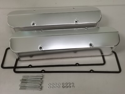 Aluminum Fabricated Tall Valve Covers 1/4" Billet Rail Chevy SBC 350 w ...