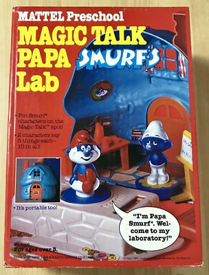 Vintage 1982 Papa Smurf's Lab Magic Talk Smurf Village Cartoon SMURFS ...