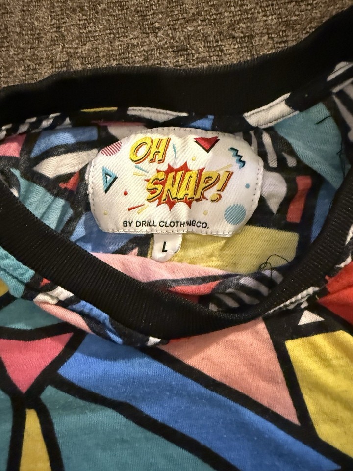 Oh SNAP! Drill Short Sleeve Shirt Size L, Geometric Pattern, 90's Party | eBay