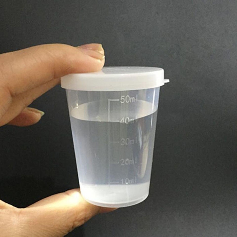 10pcs 50ml Transparent Medicine Measuring Cup With White Lids Cap ...