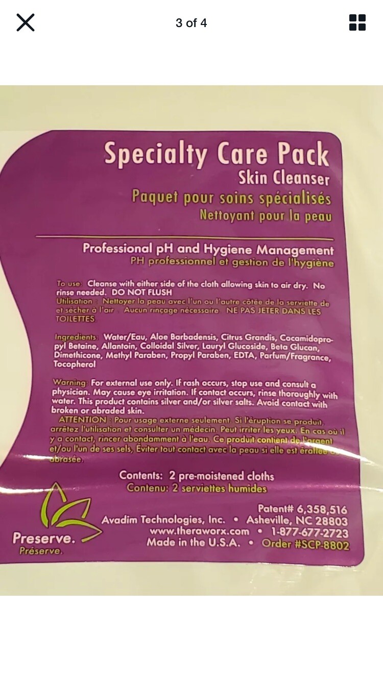 Theraworx Specialty Care Pack - Pre-moistened cloths for hygiene ...