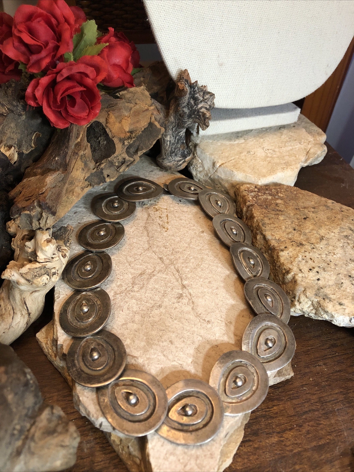 6. Vintage 40s Quinto Taxco Sterling Large Oval Disc … - Gem