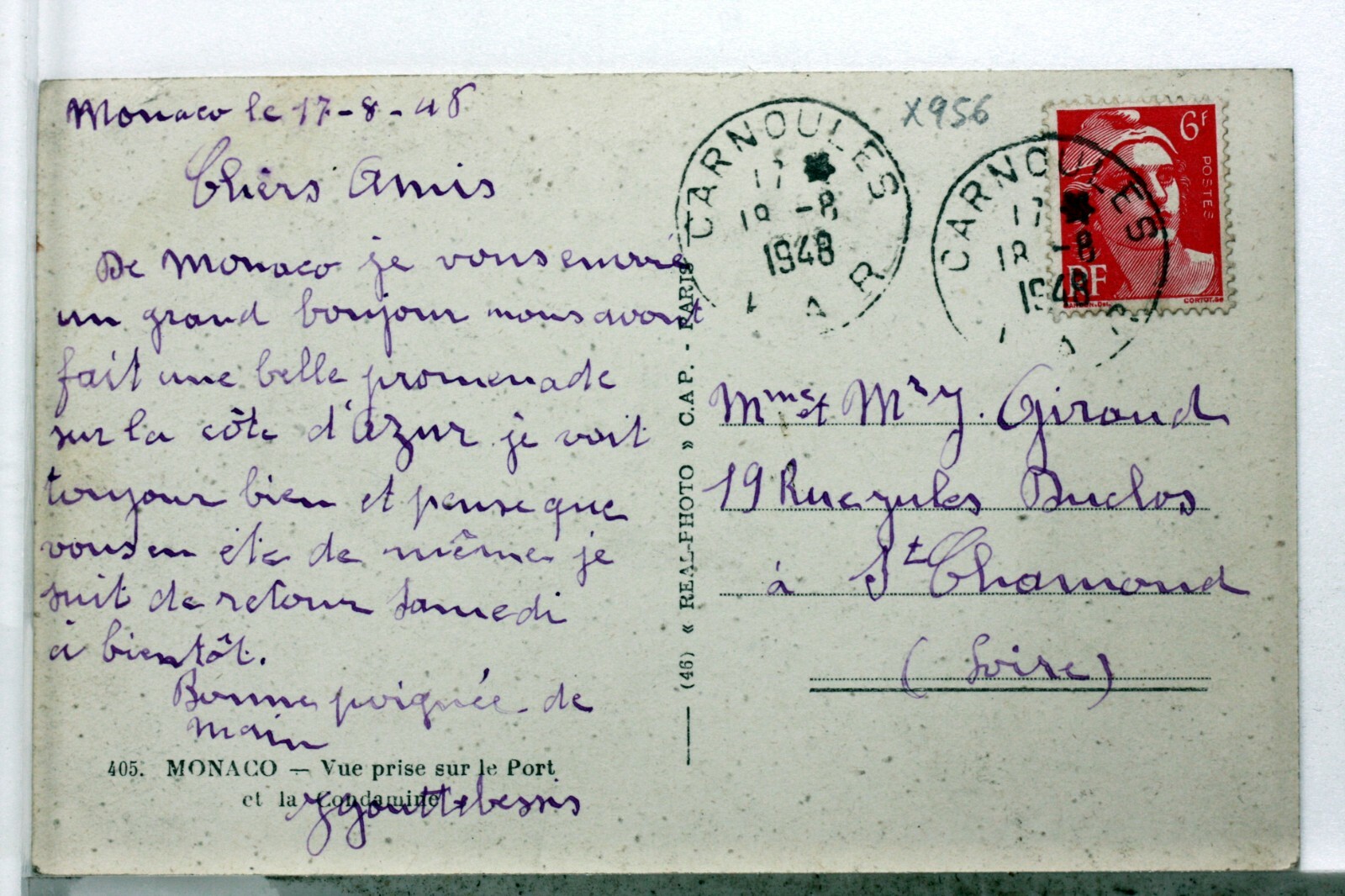 MONACO FRANCE CPA CARTE POSTALE POSTCARD X956 | eBay