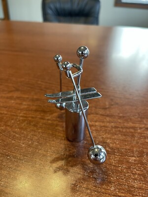 Rocking Metal Skiing Figure Vintage for paperweight or desk toy display ...