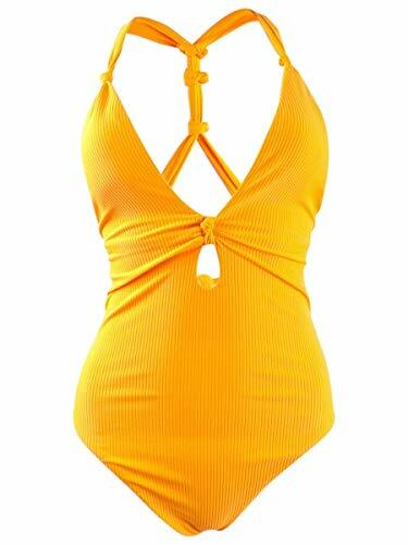 MSRP $88 Bar III Swimwear Brand Plunge One Piece Swimsuit Marigold Size ...