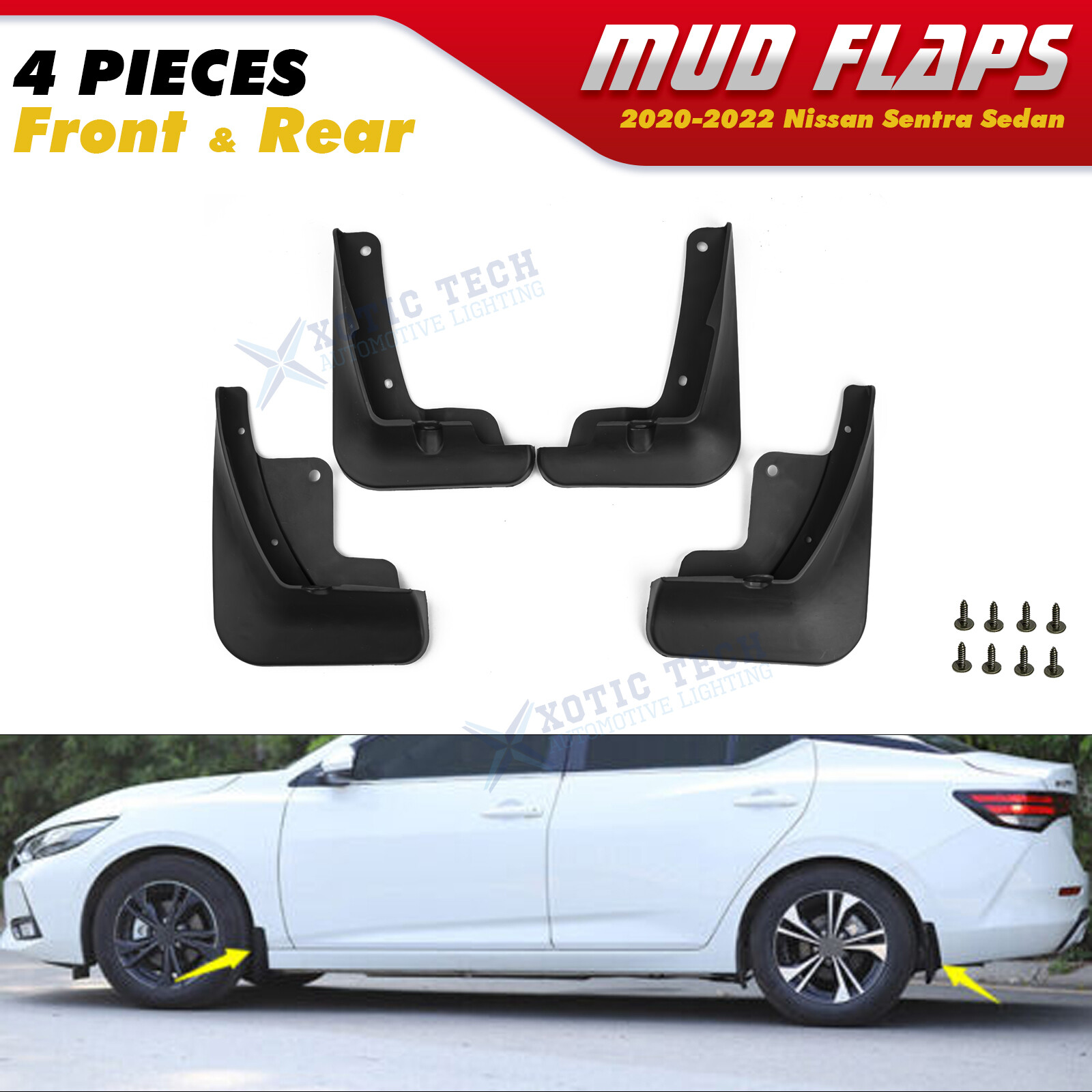 Front & Rear Fender Mud Flap w/Install Tools For Nissan Sentra Sedan ...