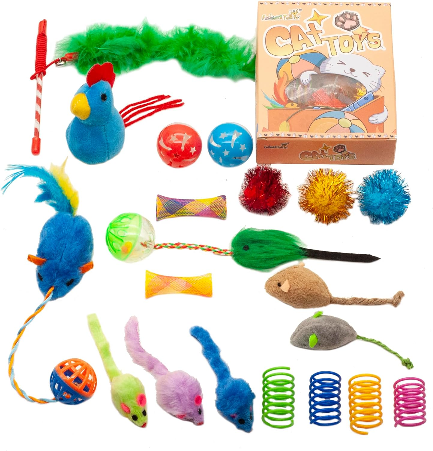 Cat Toys, Kitty Variety Pack for Kitten Cats, 20 Count Plush, Teaser ...