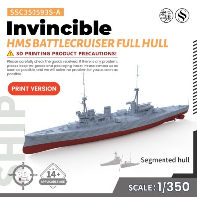 SSMODEL 1/350 Model Kit HMS Invincible Battlecruiser Full Hull ...