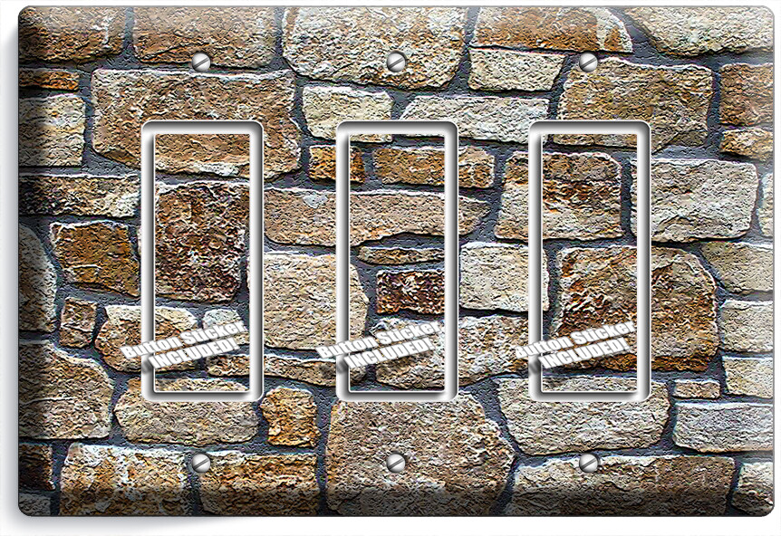 RUSTIC STONE BRICK STYLE LIGHT SWITCH OUTLET WALL PLATE MAN CAVE ROOM ...