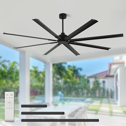 84 Inch Ceiling Fans without Light, Industrial Ceiling Fan with Remote ...