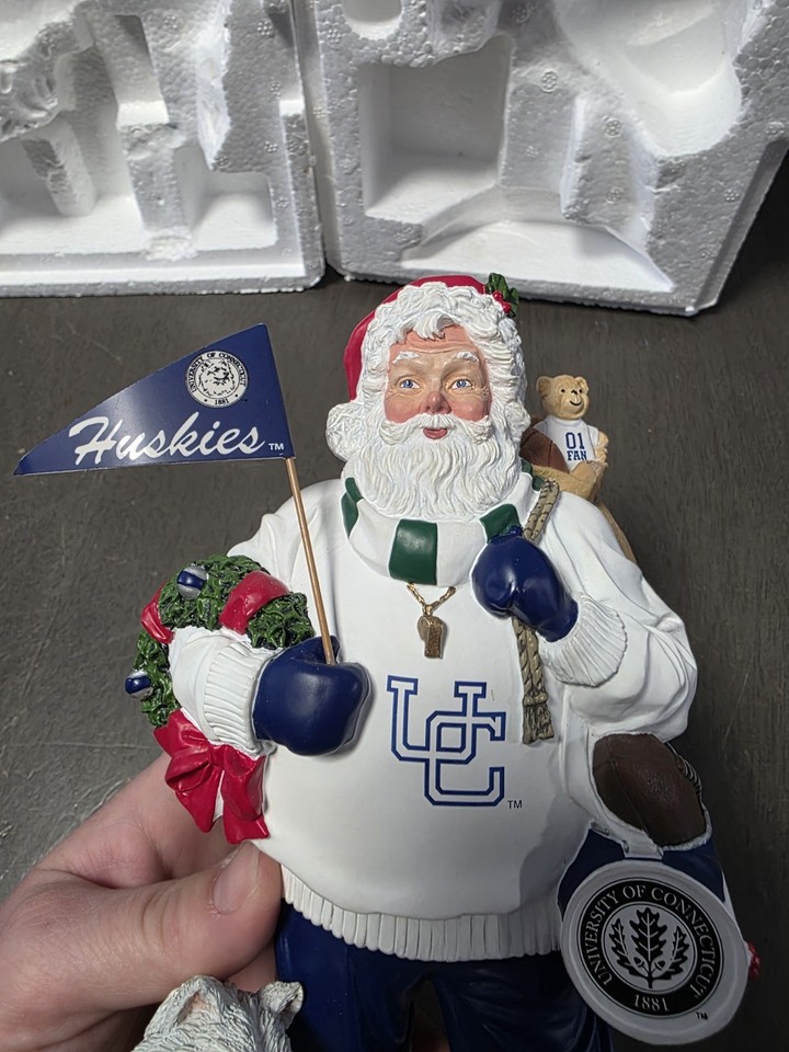 Danbury Mint U-Conn Uconn Huskies Santa Claus Clause Figure / Statue ...