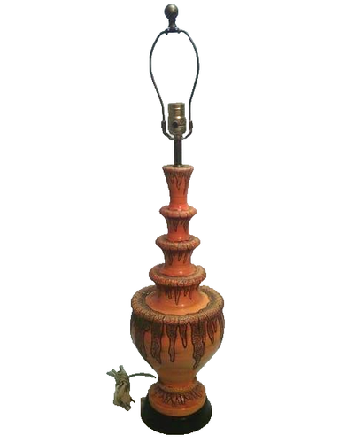 Mid Century Modern FAIP Chalkware Table Lamp Atomic Vintage Orange ...