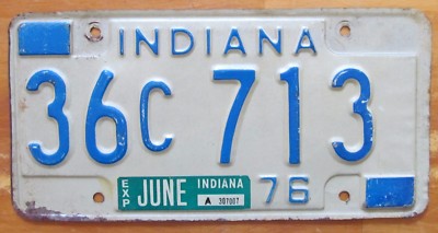 Indiana 1976 JACKSON COUNTY License Plate # 36C 713 | eBay