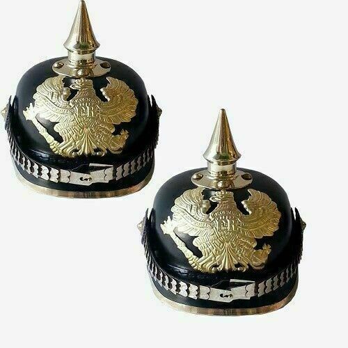 SET OF 2 PCS WW1 WW2 Pickelhaube Helmet German Prussian Helmet Officer ...