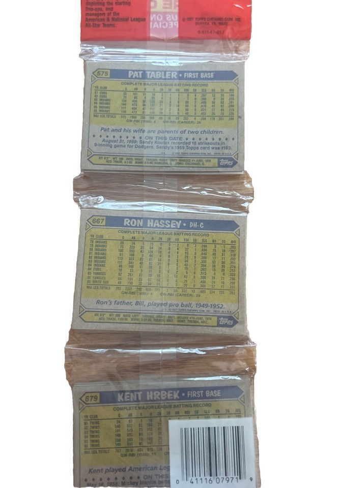 1987 Topps Rack Pack_Front Dale Murphy all star_Front Rookie Rafael ...