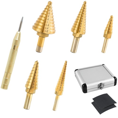 Titanium-Coated Step Drill Bit Set for Metal, High-Speed Steel Stepped ...