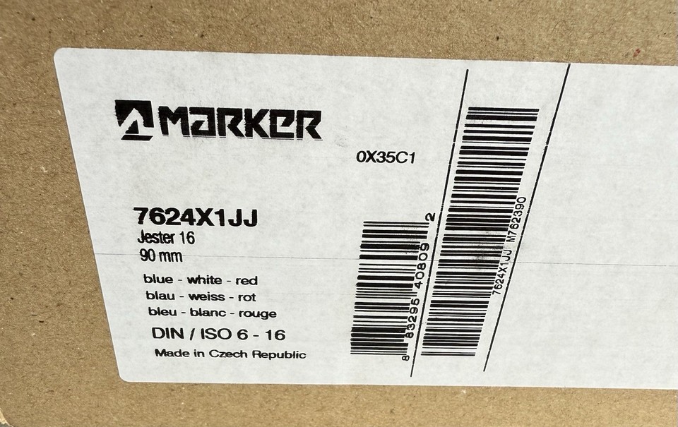 Marker Jester 16 | 90mm Brakes | Red, White, Blue, Gold | Magnesium Ski ...