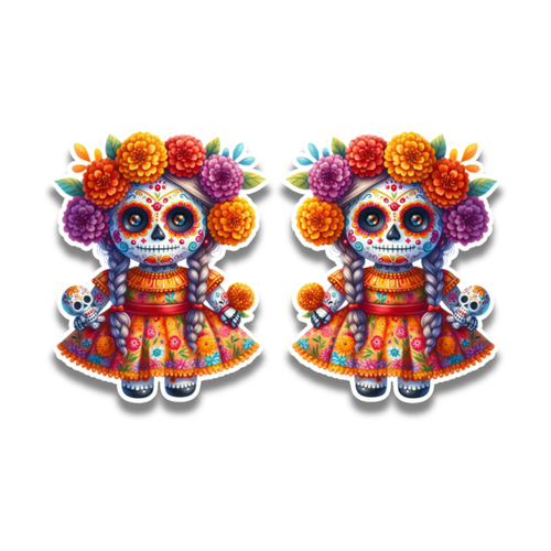 2x Small Day of the Dead Magic Voodoo Doll Vinyl Sticker Decal 60x48mm ...