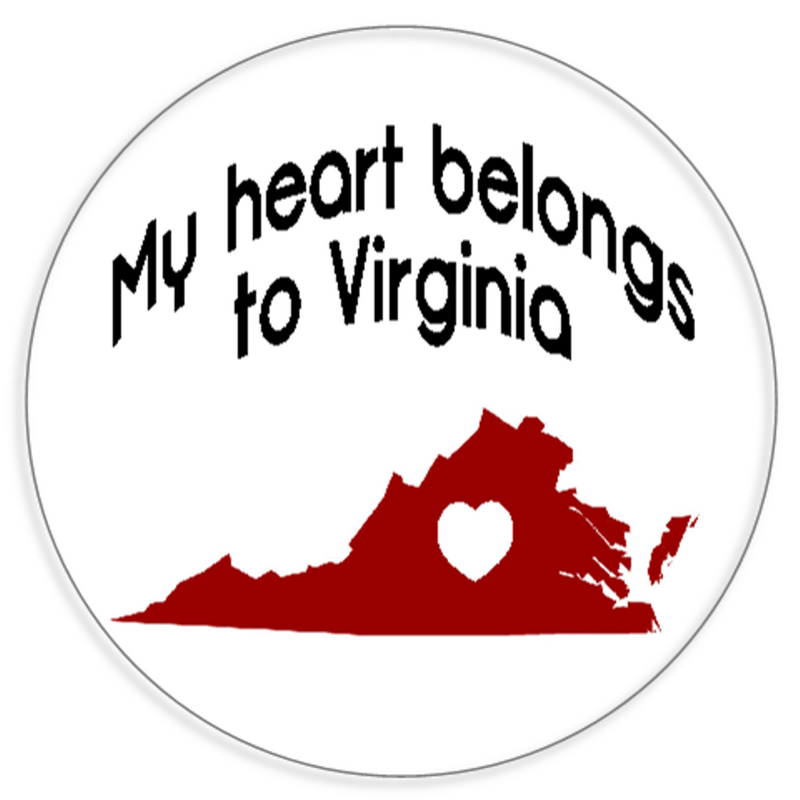 My Heart Belongs To Virginia - Circle Sticker Decal 3 Inch - State ...