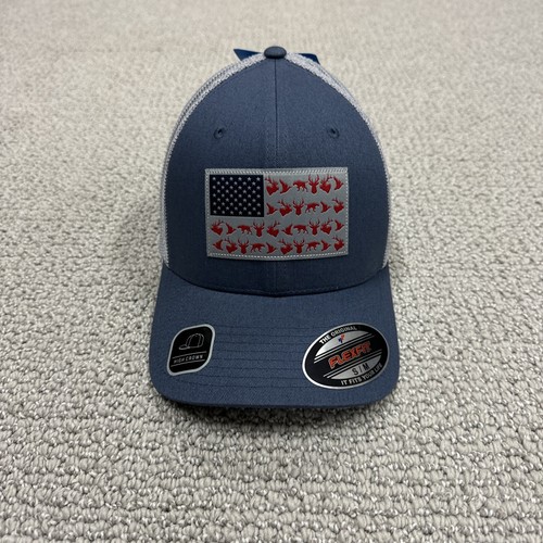 Columbia PHG USA Flag Mesh Flexfit Fitted Cap Blue/Grey S/M | eBay