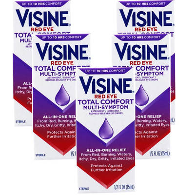 Visine Red Eye Total Comfort Multi-Symptom Eye Drops 5 Count - 0.5oz ...