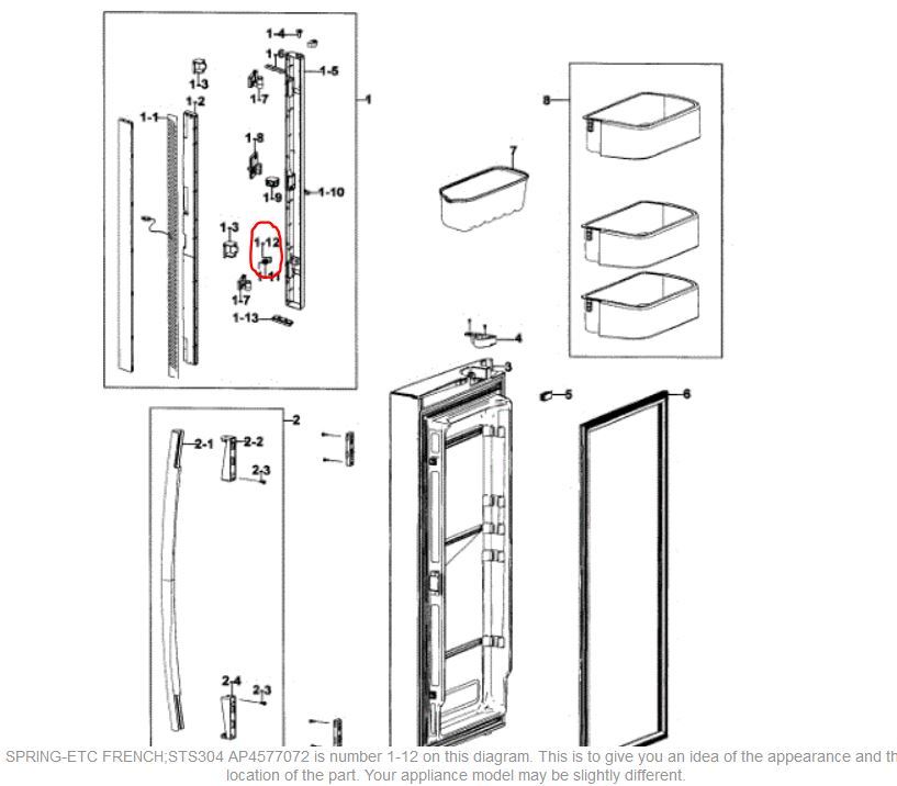 DA81-01345B GENUINE SAMSUNG REFRIGERATOR FRENCH DOOR SPRING | eBay