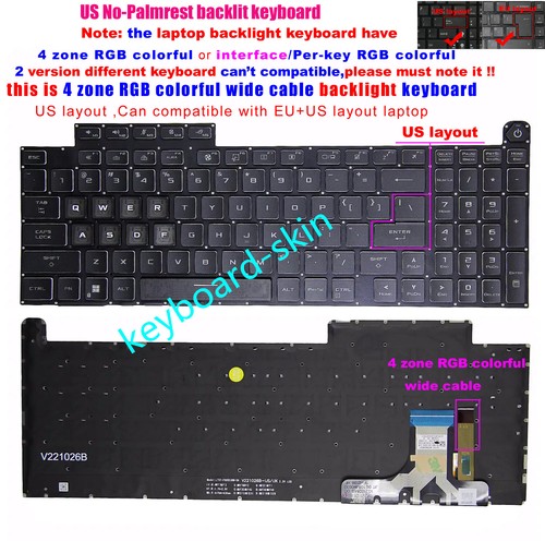 New US RGB Backlit Keyboard For Asus ROG G18 G814 G814J G814JI G814JV ...
