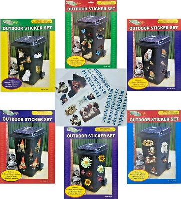 Decorative Wheelie Bin Stickers Outdoor Numbers Flowers Dogs Cats Bird ...