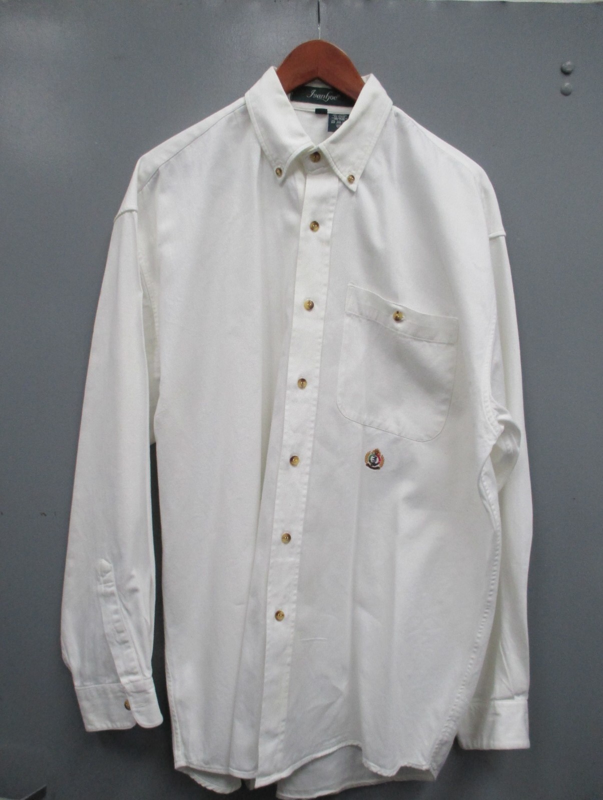 Vintage Ivanhoe Shirt Adult Size L White 100% Cotton Button Up Oxford ...