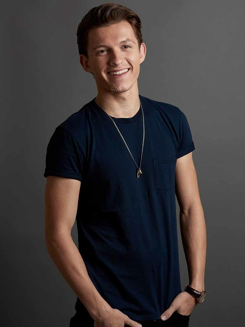 Celebrity Photos Tom Holland hot smiling in blue t-shirt Photo Poster ...