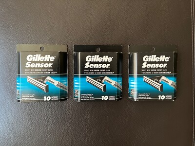 Gillette Sensor razor cartridges, 3 packs of 10 (30 total), new in box ...