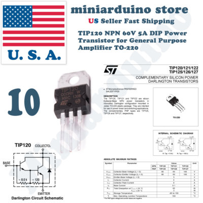 10pcs TIP120 NPN Transistor Complementary 60V 5A Amplifier TO-220 | eBay