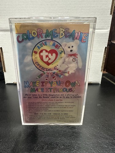 Ty Color Me Beanie Babies Official Club Bear 2002 Rare Pink Ribbon ...