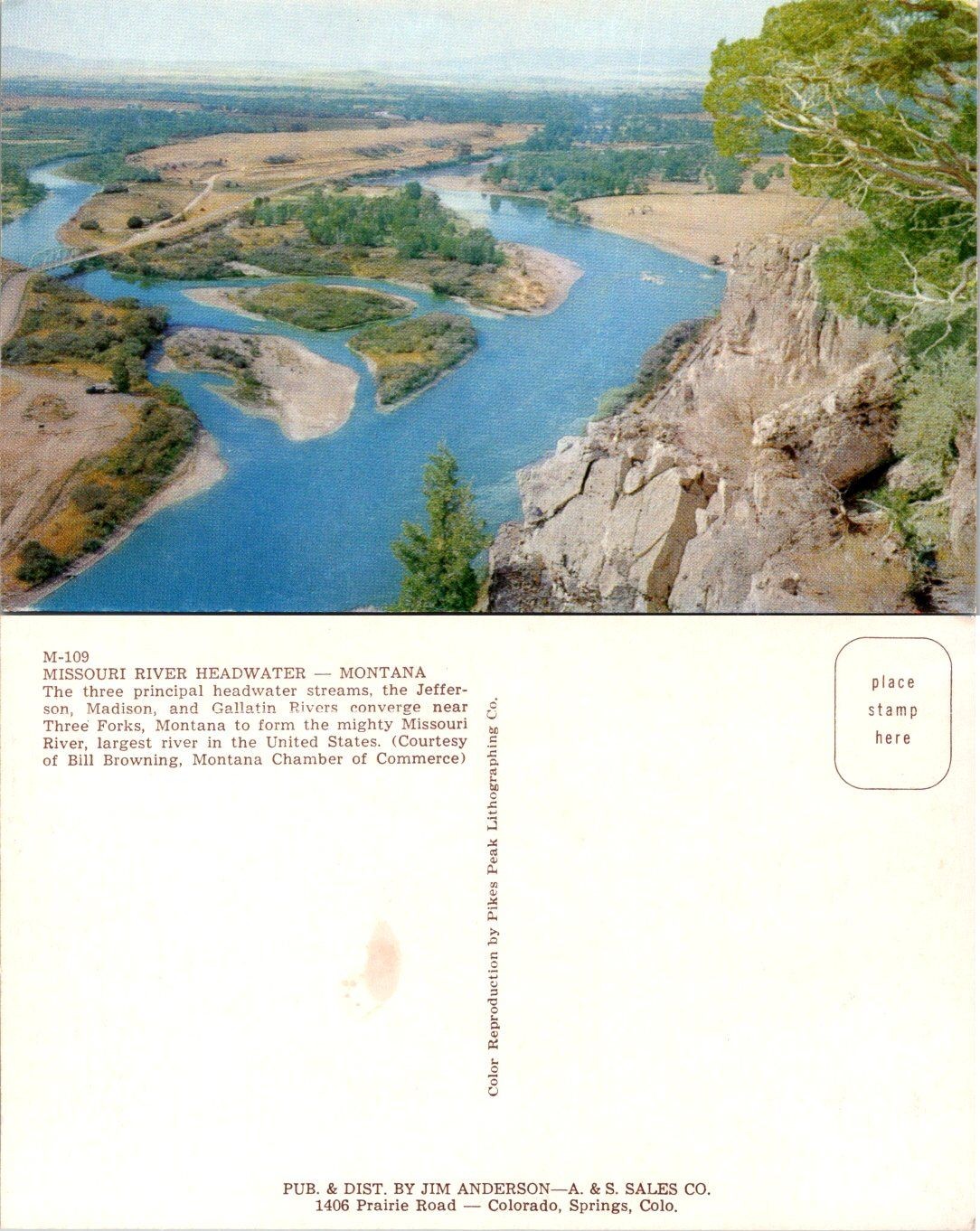 Missouri River Headwater Montana Postcard Unposted Scenic M-109 Vintage ...