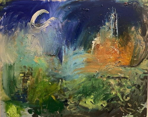 Oil Impressionism Castle Landscape Painting 30x24 Canvas Large After ...