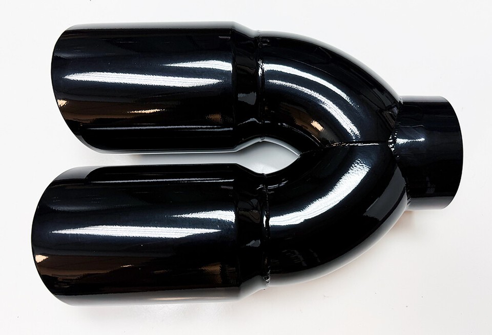 5" DUAL 6" DIESEL EXHAUST TIP 5.00" STAINLESS STEEL GLOSS BLACK MITER ...