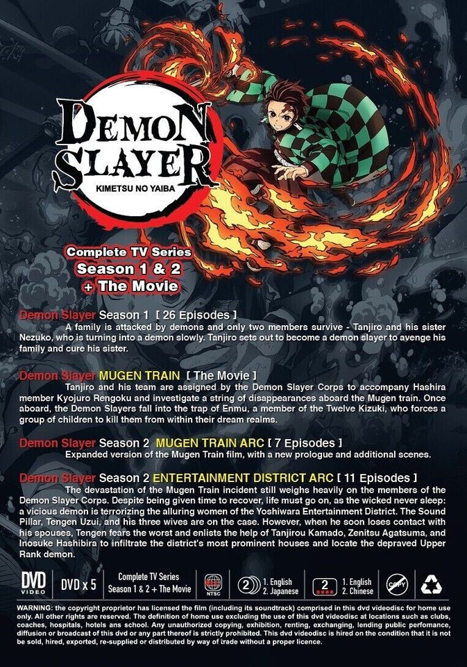 Demon Slayer Kimetsu No Yaiba Season 1+2 (1-44End)+Mugen Movie DVD ...