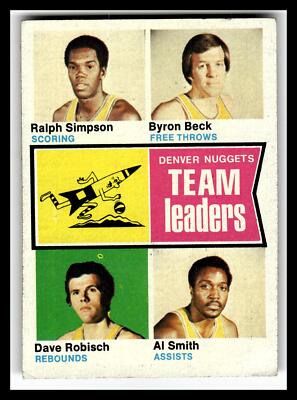 1974-75 Topps 222 Nuggets Team Leaders Ralph Simpson B Beck D Robisch A ...