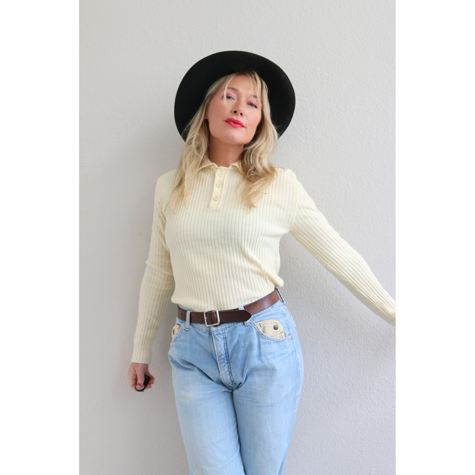1970's Vintage Sundowner Ribbed & Collared Shirt ~ Wo… - Gem