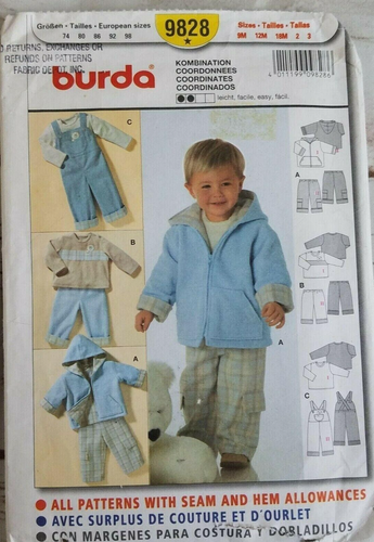 Burda 9828 Infants Toddlers Separates Sewing Pattern Size 9m 12m 18m 2 ...