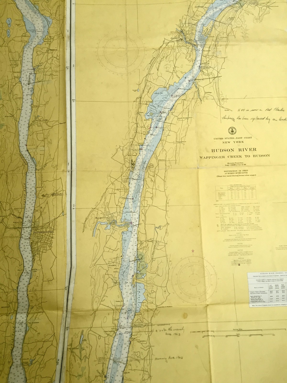 VINTAGE NAUTICAL CHART MAP NEW YORK Wappinger Creek to Hudson | eBay