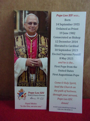 POPE LEO XIV LAMINATED 2X6 ENGLISH BOOKMARKS | eBay