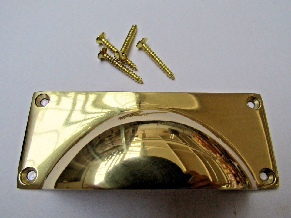 RECTANGULAR CUP CUPPED SHELL DRAWER CUPBOARD CABINET DOOR PULL HANDLES ...