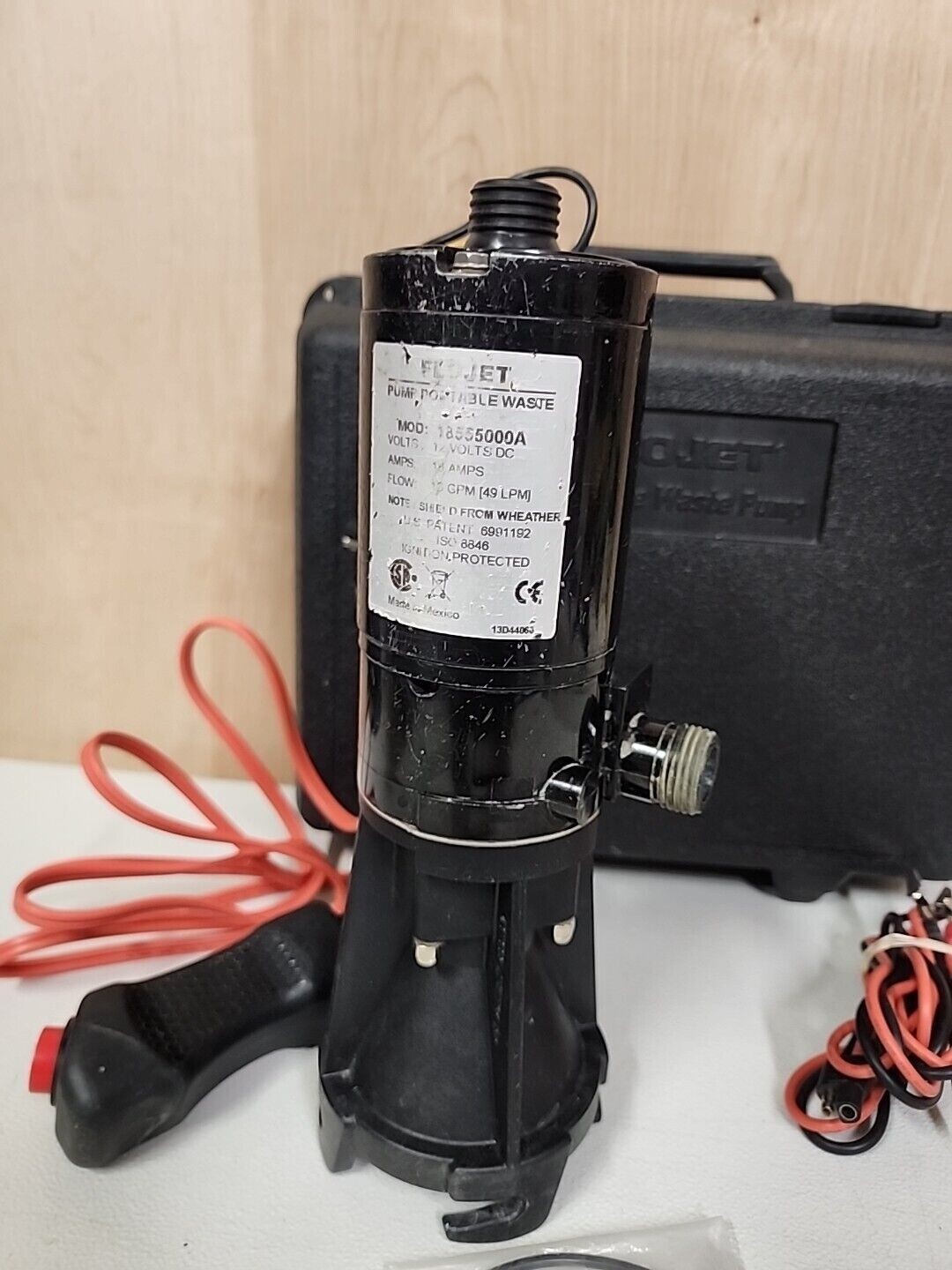 Flojet 18555-000A Portable RV Waste Pump Macerator Hose Discharge Port ...