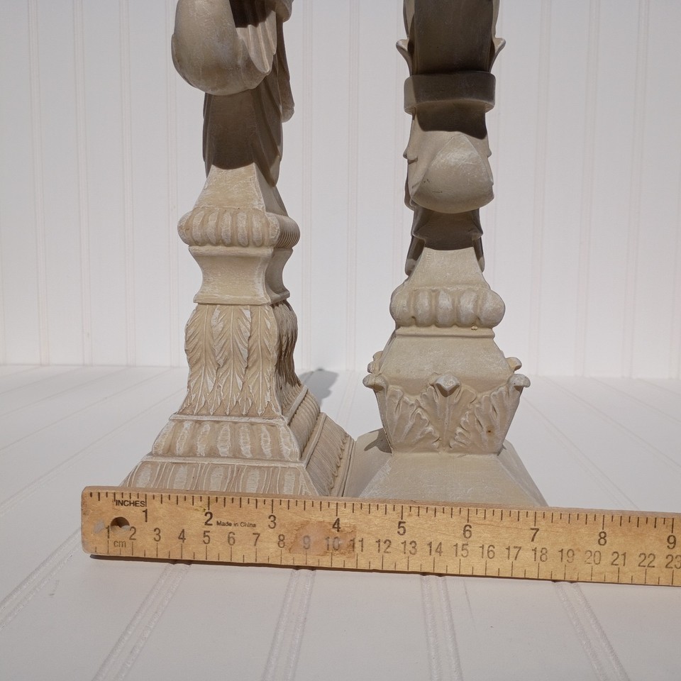 Set of 2 Fleur-De-Lis Figurines Faux Stone Statues French Country ...