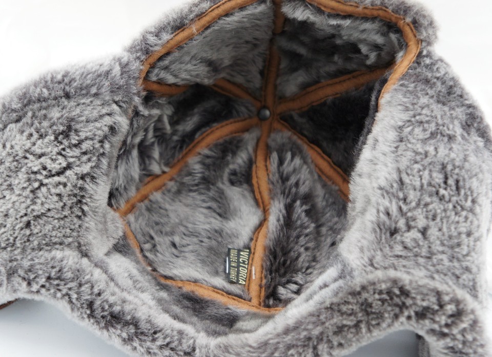 CHESTNUT RUST Real Sheepskin Shearling Leather Hat Trapper Ushanka ...